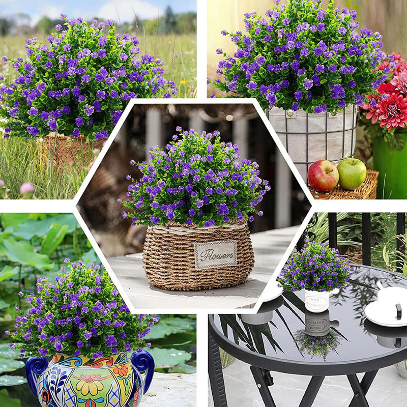 Primrue 4 Bundles Artificial Flowers Outdoor Fake Plants Faux Floral Arrangements Garden Porch Vase Decor Reviews Wayfair